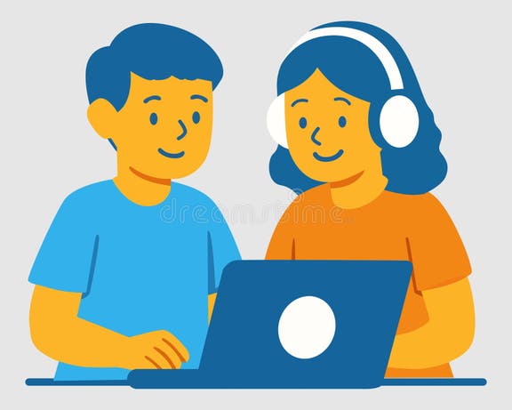 Online Learning Students Laptop Study Digital Icon Stock Vector ...