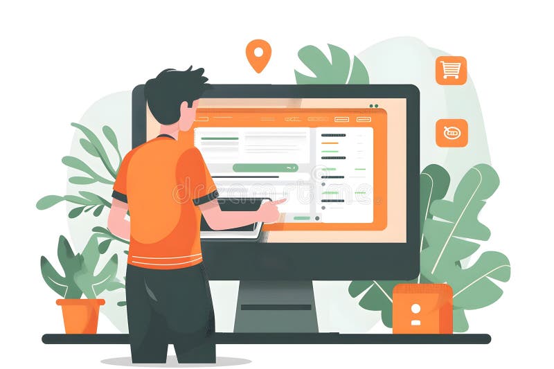 Desktop Computer Touchscreen Interface Stock Illustrations – 1,079 ...