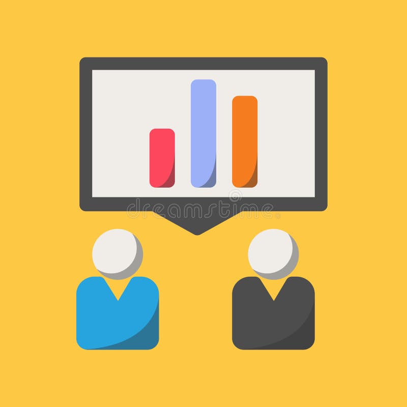 Flat Design Vector Illustration. Two People Presenting Data Analytic in ... Flat Design Vector Illustration. Two People Presenting Data Analytic in ...