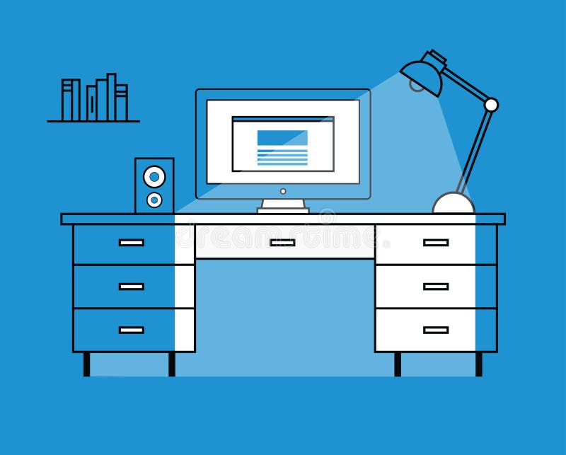 Flat Design Vector Illustration of Workstation Stock Vector ...