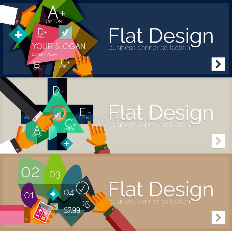 Flat Design Vector Infographic Banners with Stock Vector - Illustration ...