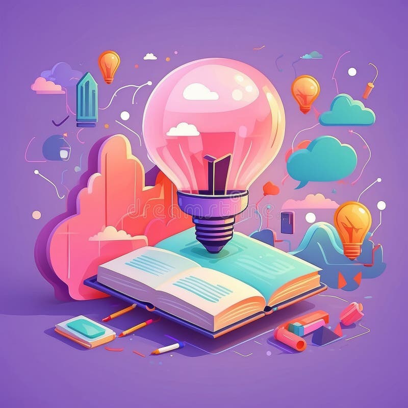 Flat-Design Vector of Open Book Morphing into Lightbulb with ...