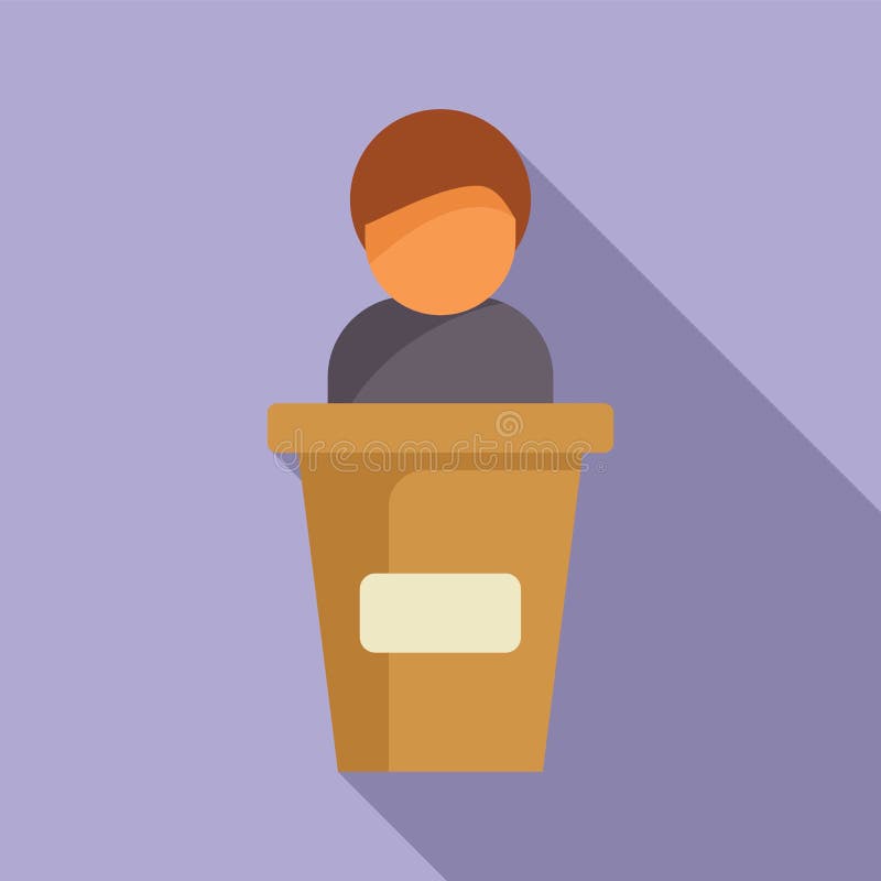 Flat Design Vector of a Person Speaking at a Podium, Casting a Shadow ...