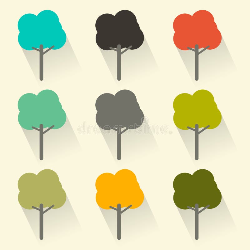 Trees Set Isolated on White Background Stock Vector - Illustration of ...