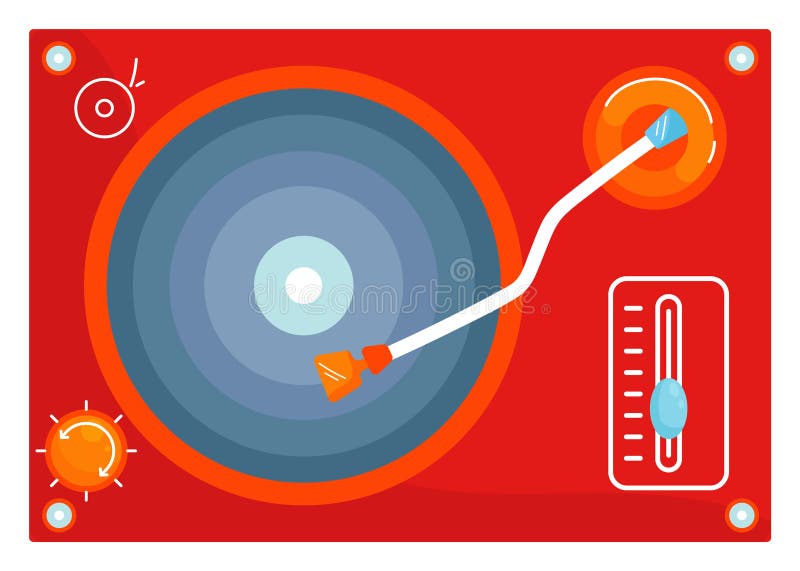 Flat Design Vinyl Record Player with Stylus and Knobs. Retro Music ...