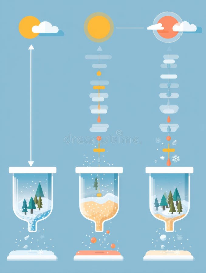 Step-by-step Freezing Process Illustrated in Flat Design with Light ...