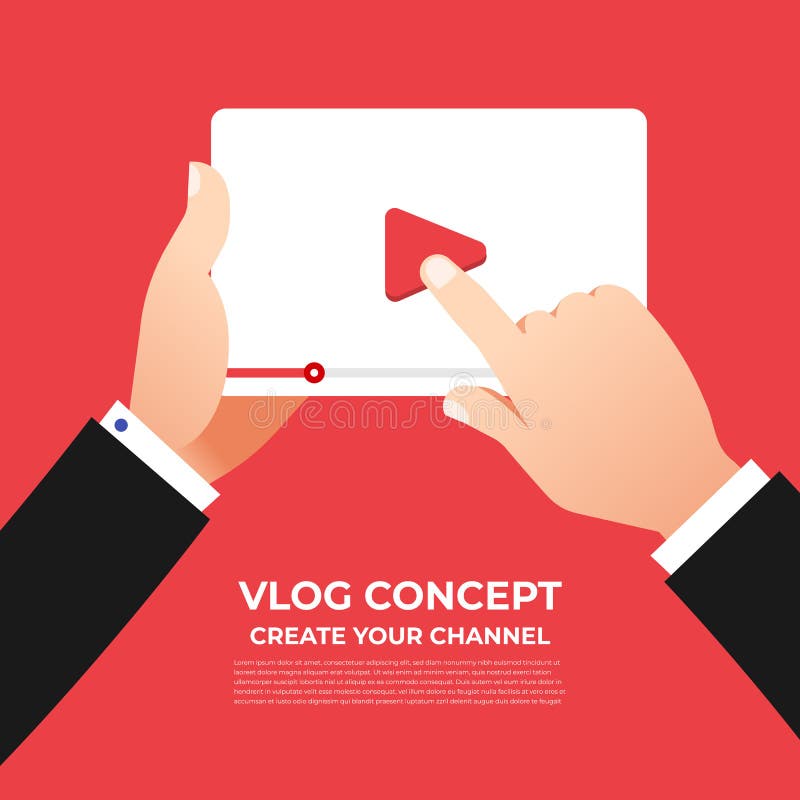 Vlog Concept Colored Outline Vector Frame or Illustration Stock Vector ...