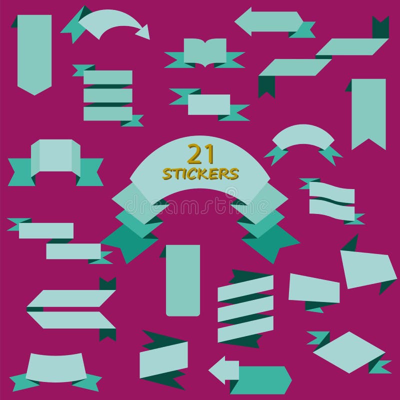 Flat Design of Web Stickers Stock Vector - Illustration of blue, blank ...