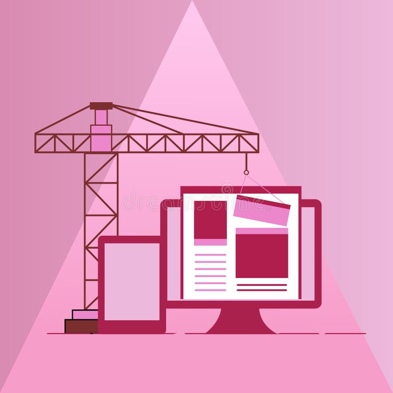 Flat Design of Website Under Construction, Web Page Building Pro Stock ...