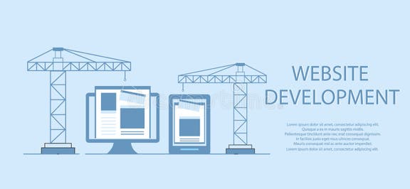 Flat Design of Website Under Construction, Web Page Building Process ...