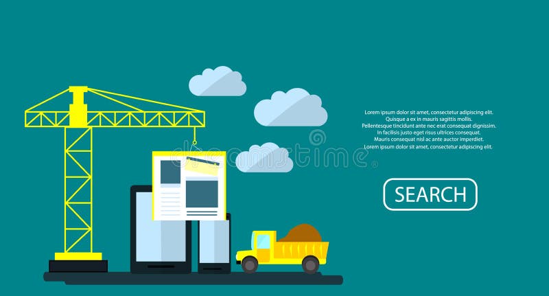 Flat Design of Website Under Construction Stock Vector - Illustration ...