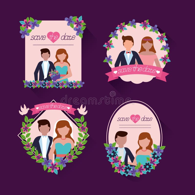 Flat Design Wedding People Image Stock Illustration - Illustration of ...
