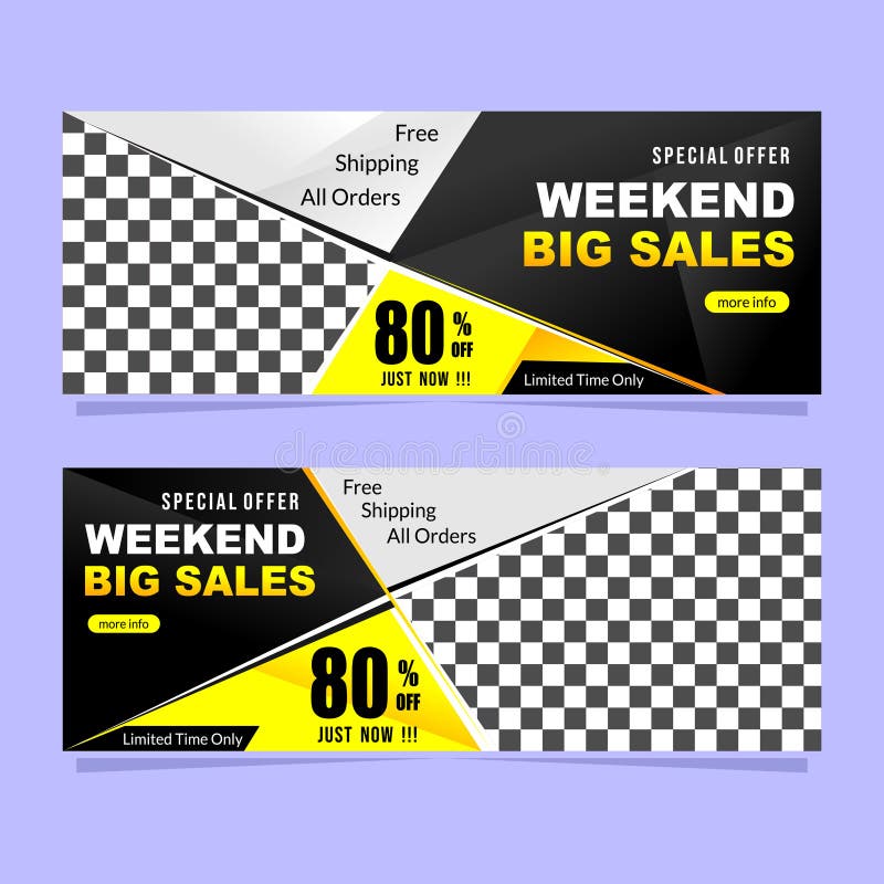 Flat Design Weekend Sales Banners Stock Illustration - Illustration of ...
