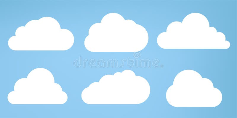 Flat Design of White Clouds and Set of Soft Clouds Collection in Flat Design Styles, Cloud ...