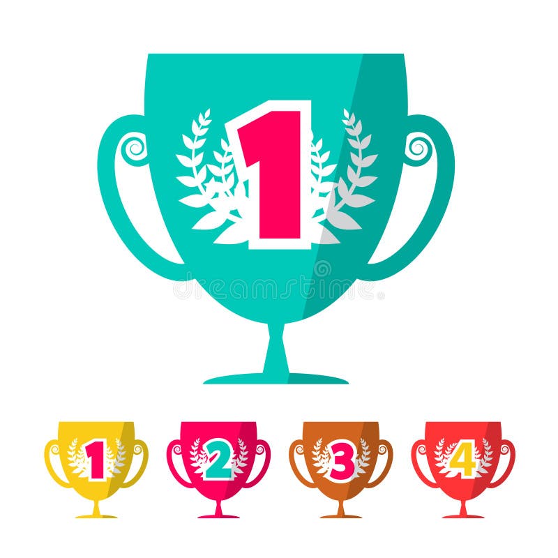 Flat Design Winning Cups Set Stock Vector - Illustration of design ...