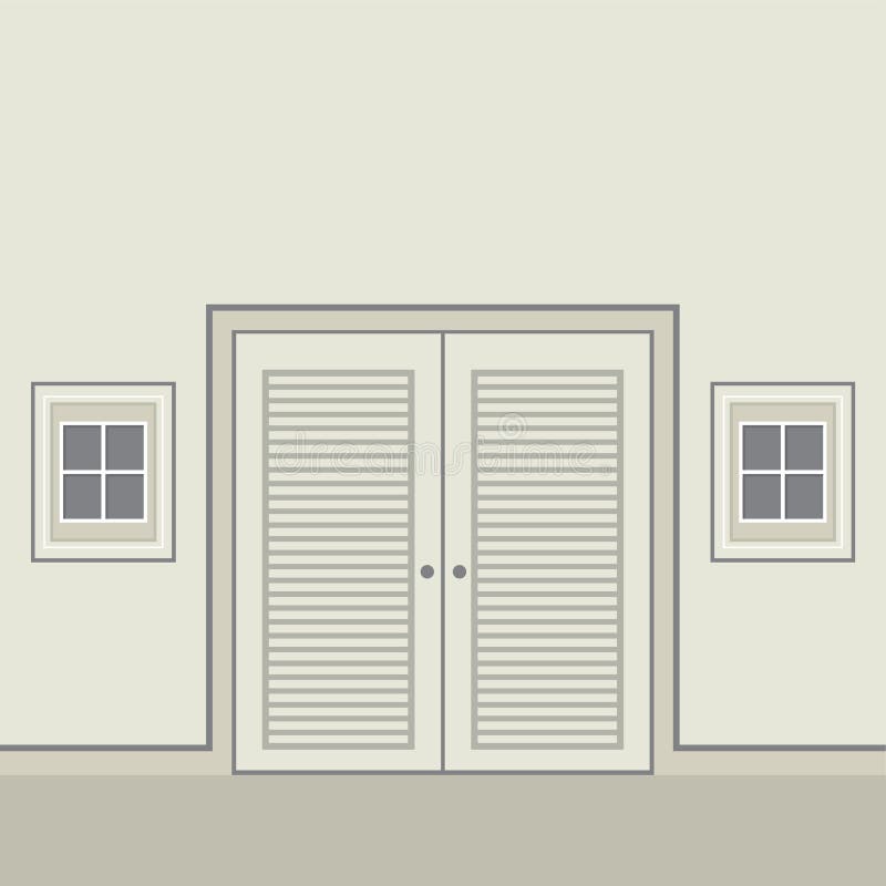 Flat Design Wooden Double Doors Stock Vector - Illustration of exit ...