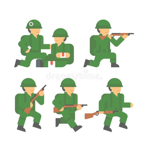 Flat Design World War 2 Soldier Stock Vector - Illustration of isolated ...
