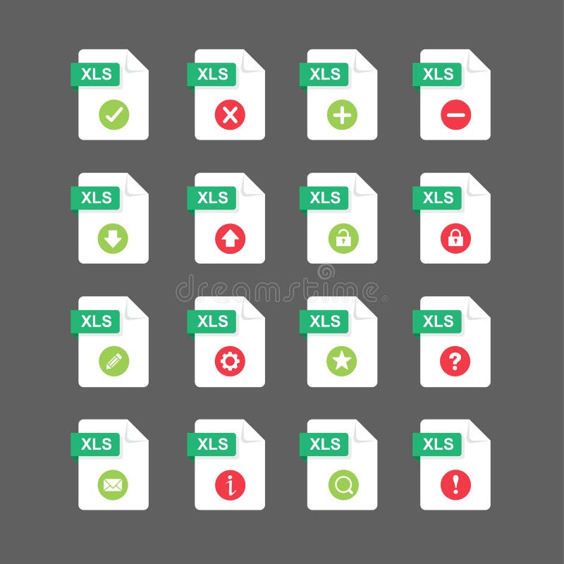 Flat Design with XLS Files Icon Set ,symbol Set, Vector Design Element ...