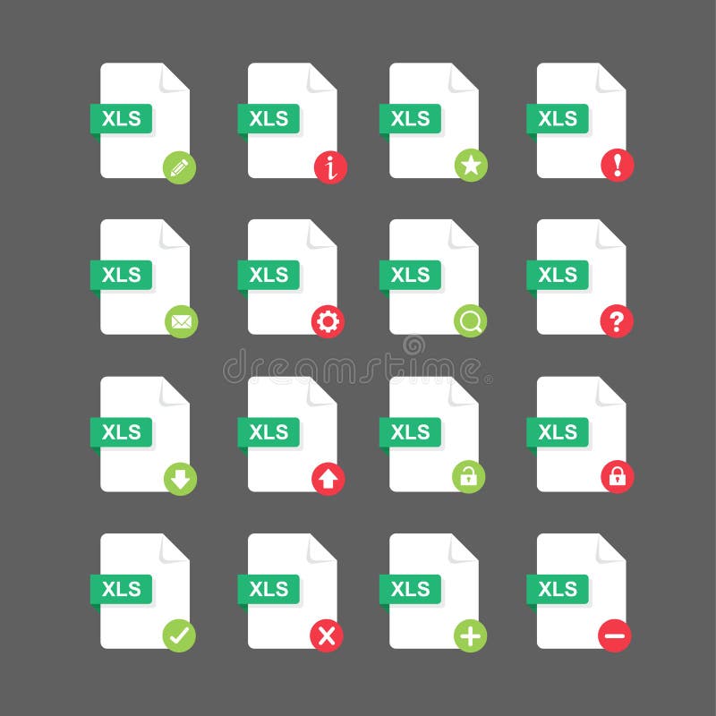 Flat Design with XLS Files Icon Set ,symbol Set, Vector Design Element ...