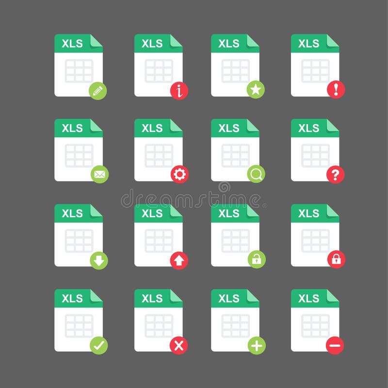 Flat Design with XLS Files Icon Set ,symbol Set, Vector Design Element ...