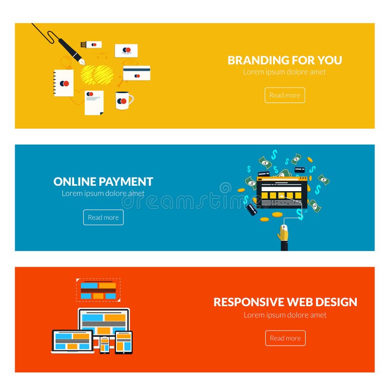 Flat designed banners stock vector. Illustration of development - 48543538