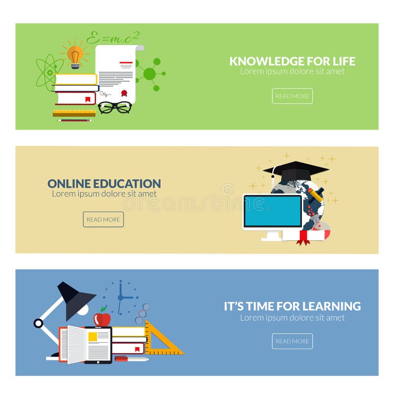 Flat designed banners stock vector. Illustration of knowledge - 53882050