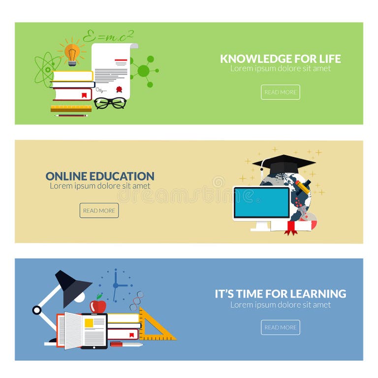 Flat designed banners stock vector. Illustration of knowledge - 53882050