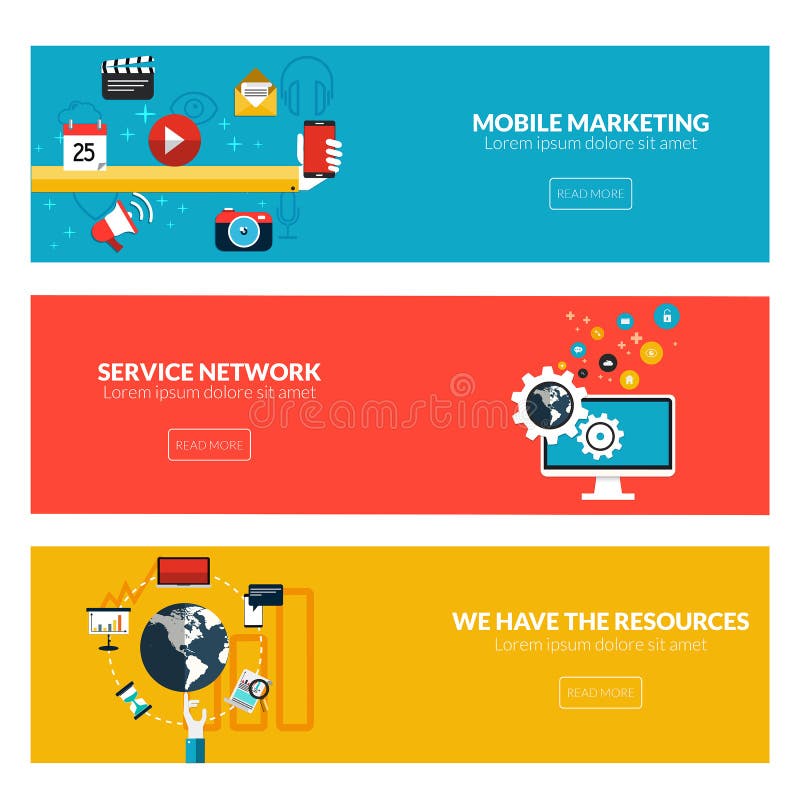 Flat Designed Banners for Ui-ux Creative Idea Stock Vector ...