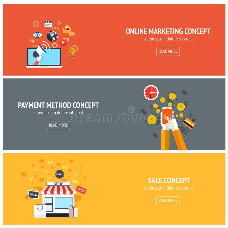 Flat Designed Banners for Ui-ux Creative Idea Stock Vector ...