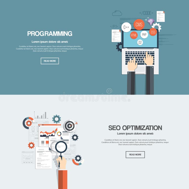 Flat designed banners stock vector. Illustration of development - 48543538