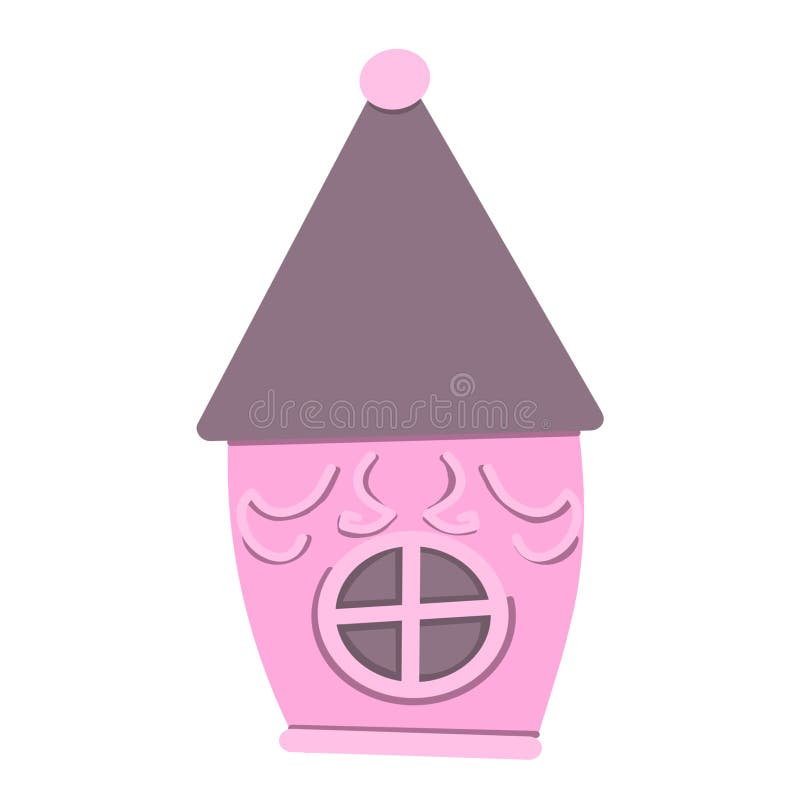 Pink Flat Designed House in Cartoon Style Stock Illustration ...