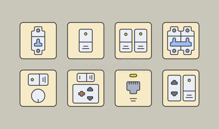 Flat Designed Minimalist Electric Switch, Board, Circuit, Socket and ...