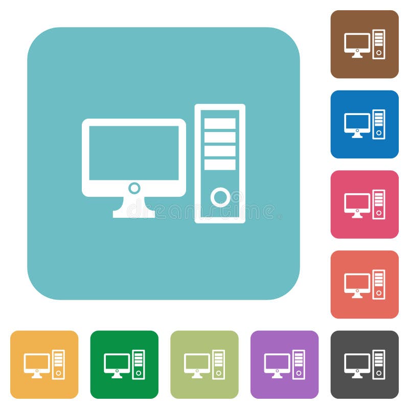 Flat Desktop Computer Icons Stock Illustration - Illustration of game ...