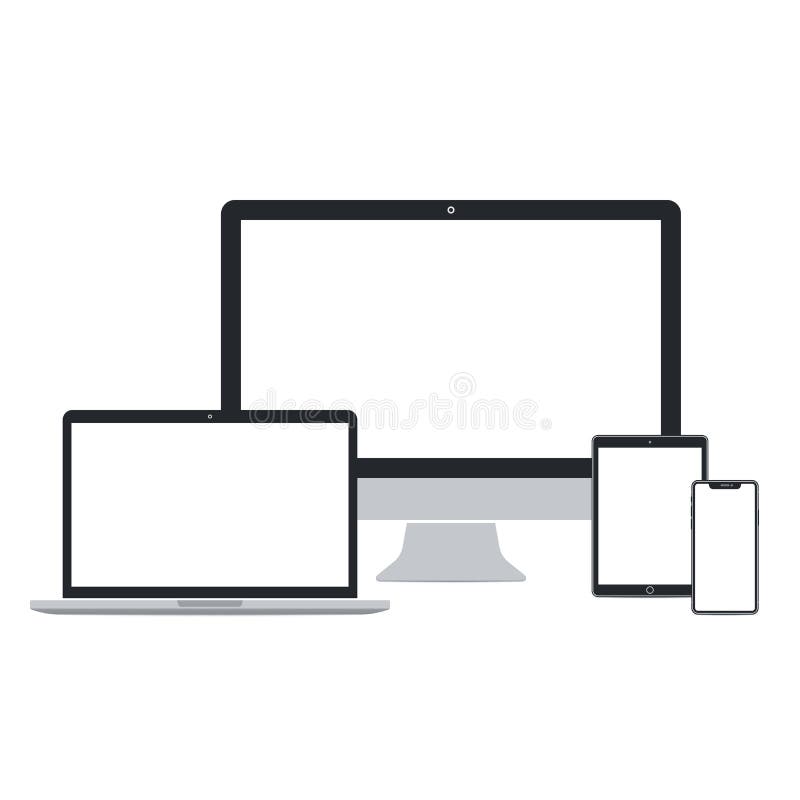 Flat Desktop Pc, Laptop, Tablet Pc and Smart Phone Set Stock Vector ...
