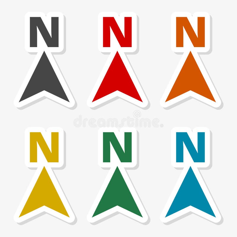 Flat Direction Arrow Icon Set, North Direction Compass Stock Vector ...