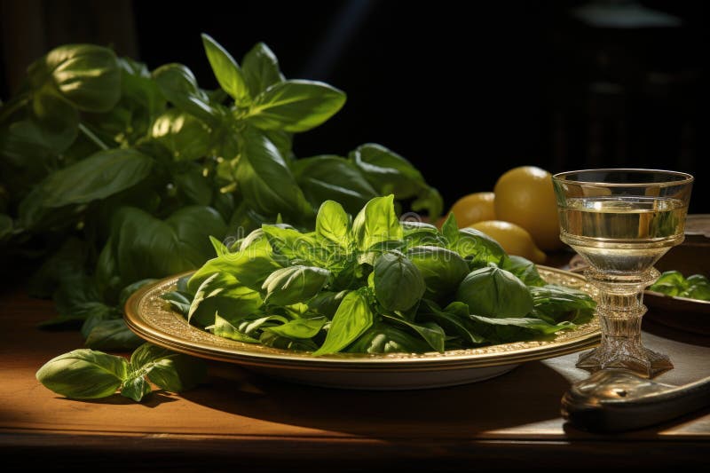 Flat Dish Posture with Diet Food and Spinac Stock Illustration ...