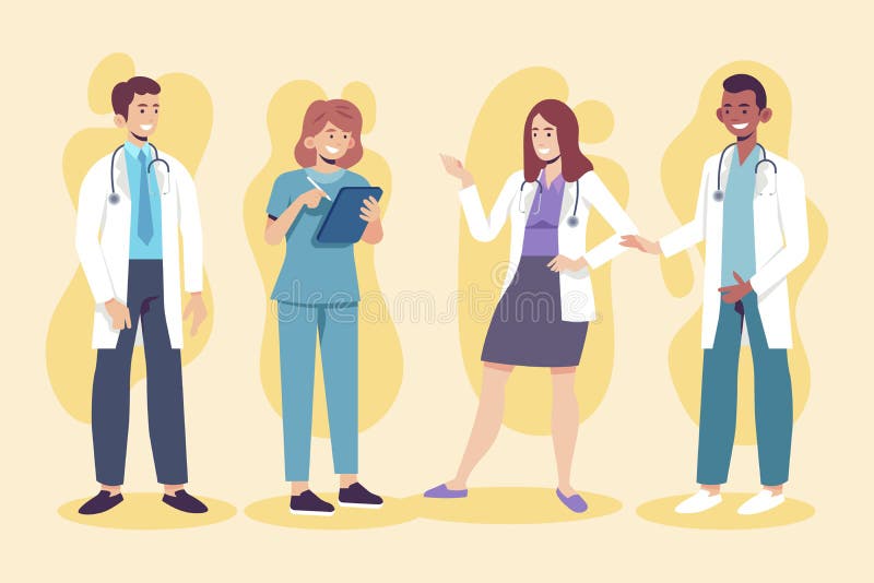 Flat Doctors and Nurses Group Vector Illustration. Stock Vector ...