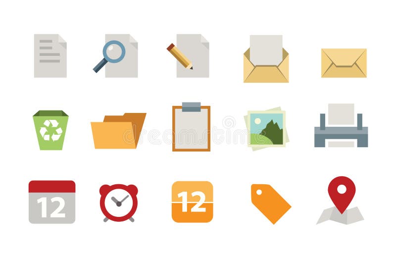 Flat Documents icon set stock vector. Illustration of equipment - 31134213