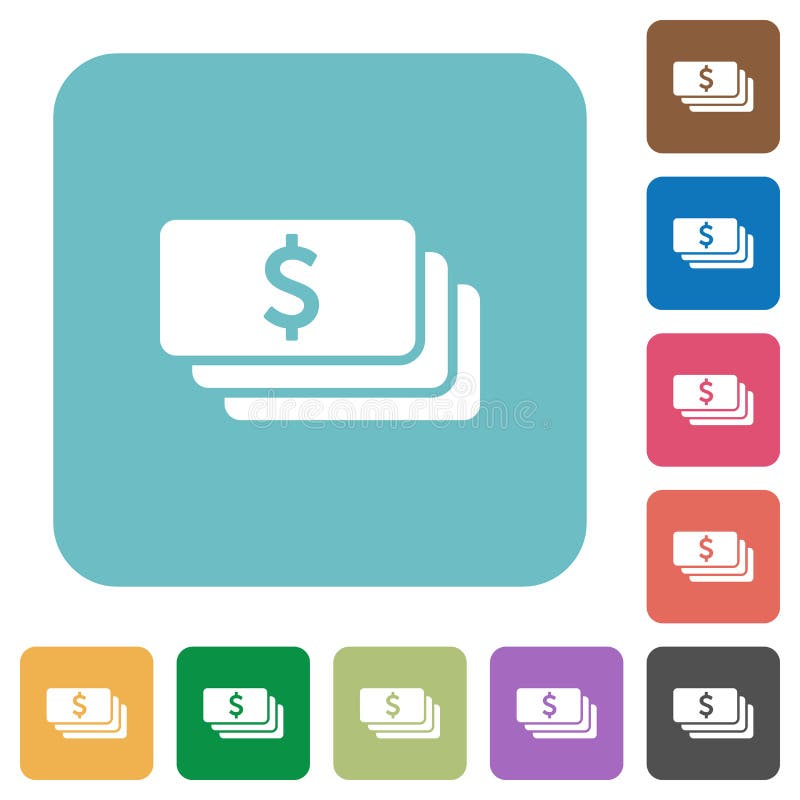 Flat Dollar Banknotes Icons Stock Illustration - Illustration of ...