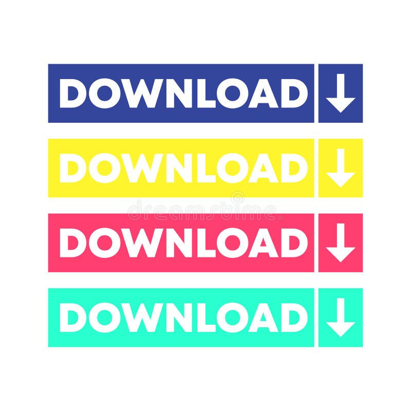 Flat Download Button Element Vector Stock Illustration - Illustration ...