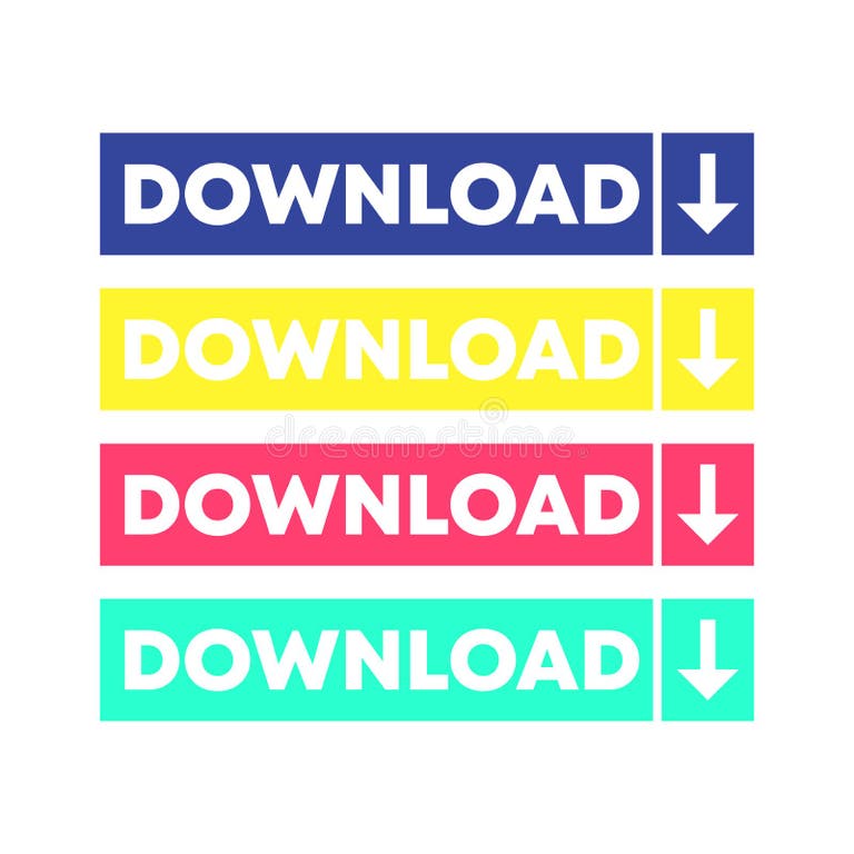 Flat Download Button Element Vector Stock Illustration - Illustration ...