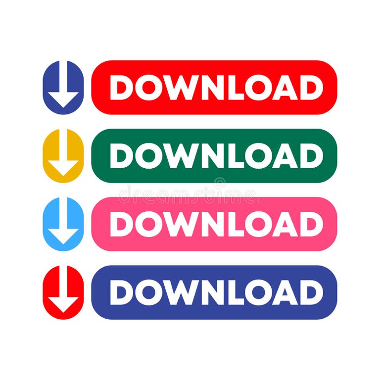 Flat Download Button Element Vector Stock Illustration - Illustration ...