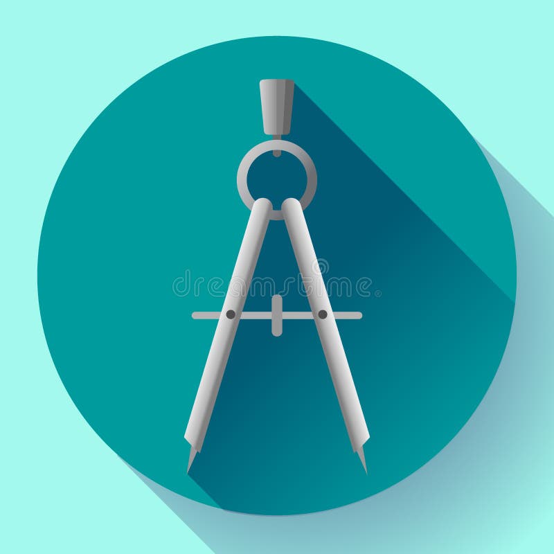 Flat Drawing Compass Icon - Geometry and Design Tool Vector. Stock ...