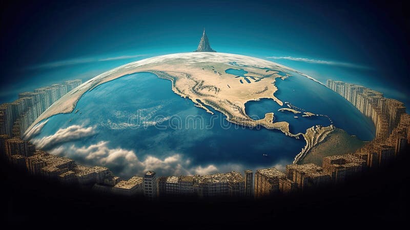 Flat Earth Atlas Map, Black Background. the Concept of Globalization ...