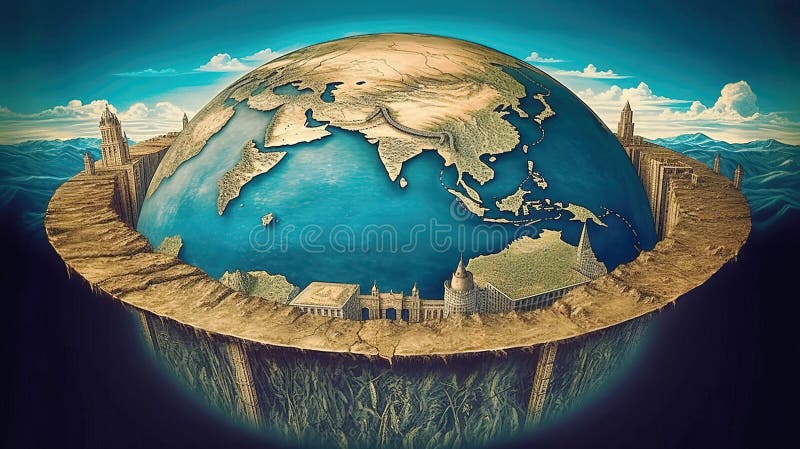 Flat Earth Atlas Map, Black Background. the Concept of Globalization ...