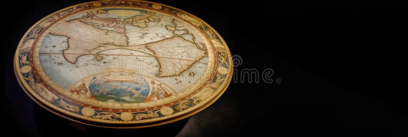 Flat Earth Atlas Map, Black Background. the Concept of Globalization ...