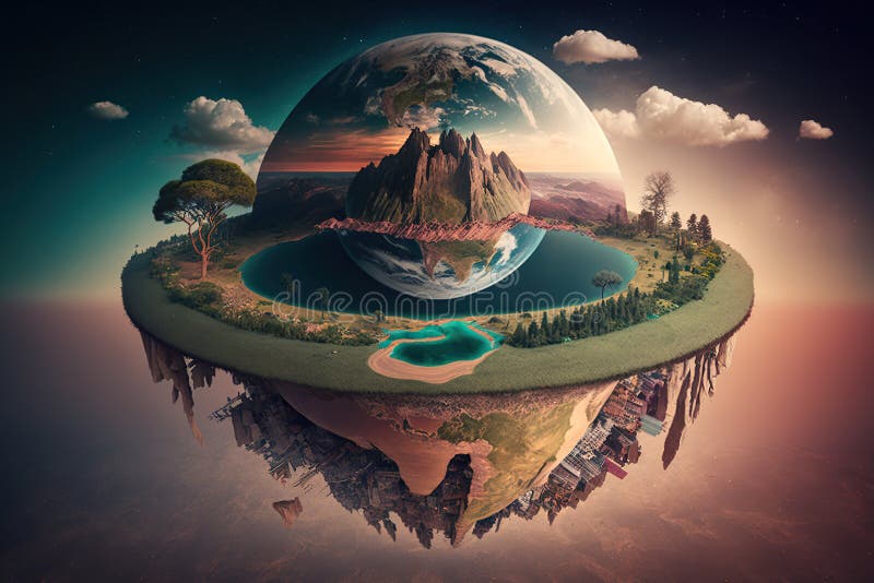 A Flat Horizon of Planet , Created with Generative AI Technology Stock ...