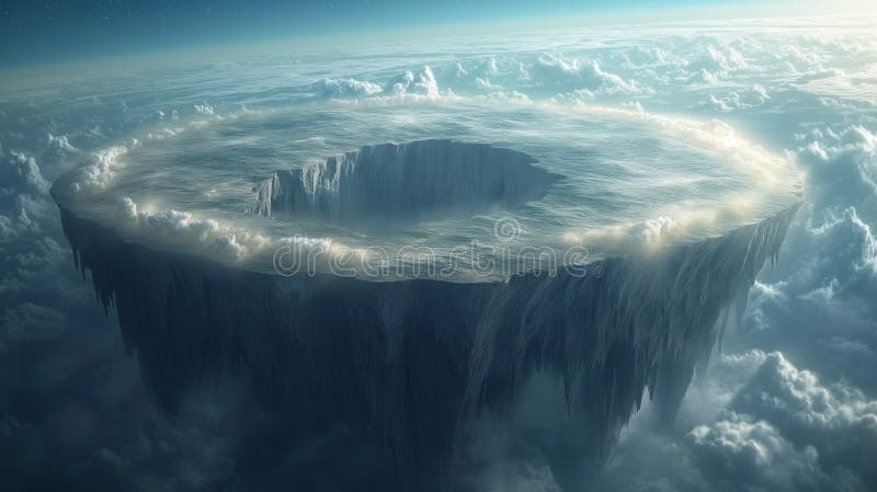 Flat Earth Floating in the Air Stock Illustration - Illustration of ...