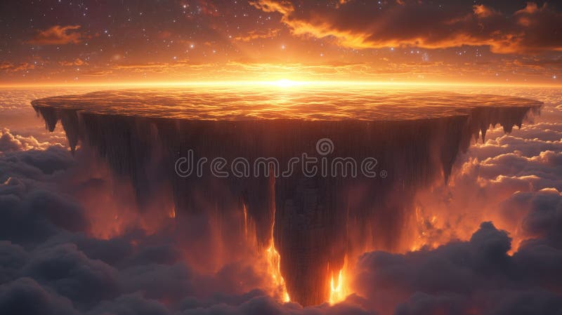 Flat Earth Floating in the Air Stock Illustration - Illustration of ...