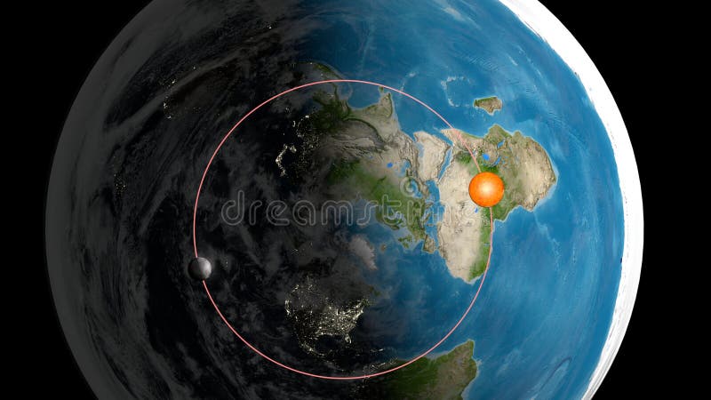 Flat Earth Model. America in Front. Top View with a Clouds Layer. Stock ...